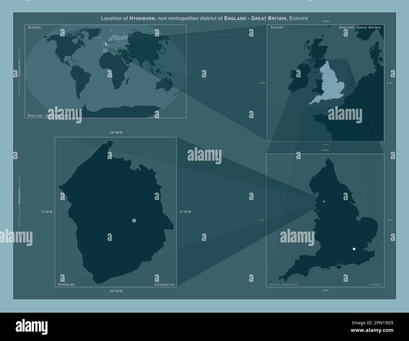 Hyndburn, non metropolitan district of England - Great Britain. Diagram ...