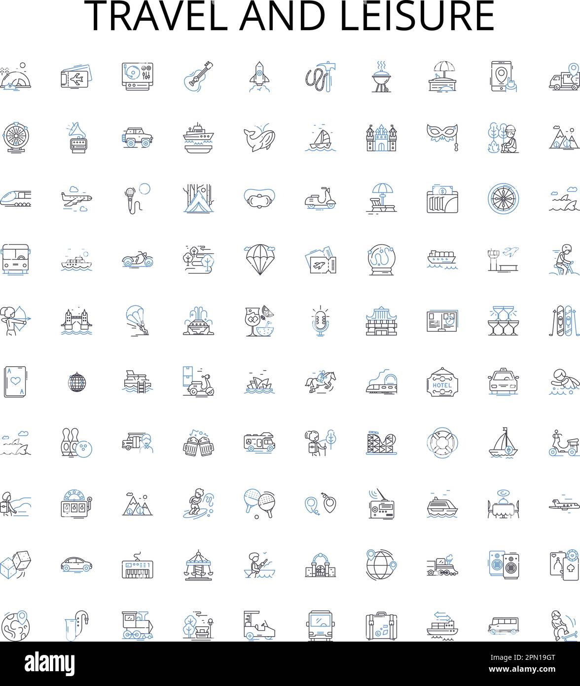 Travel and leisure outline icons collection. Vacation, Tour, Adventure ...