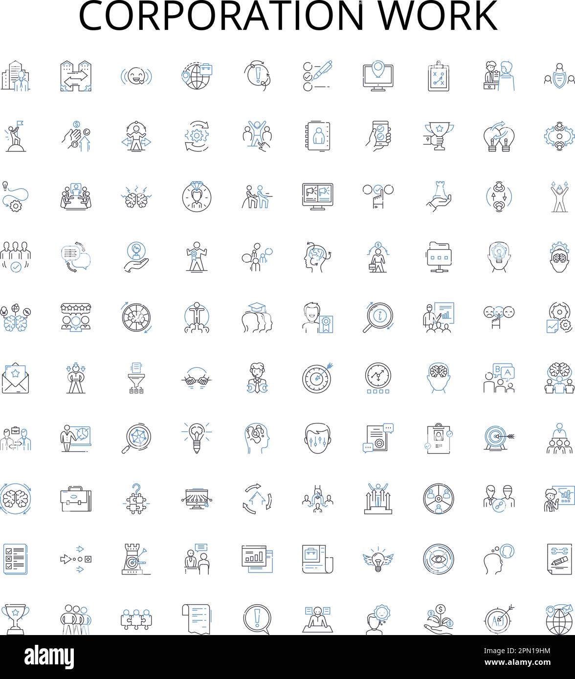 Corporation work outline icons collection. Corporate, work, management ...
