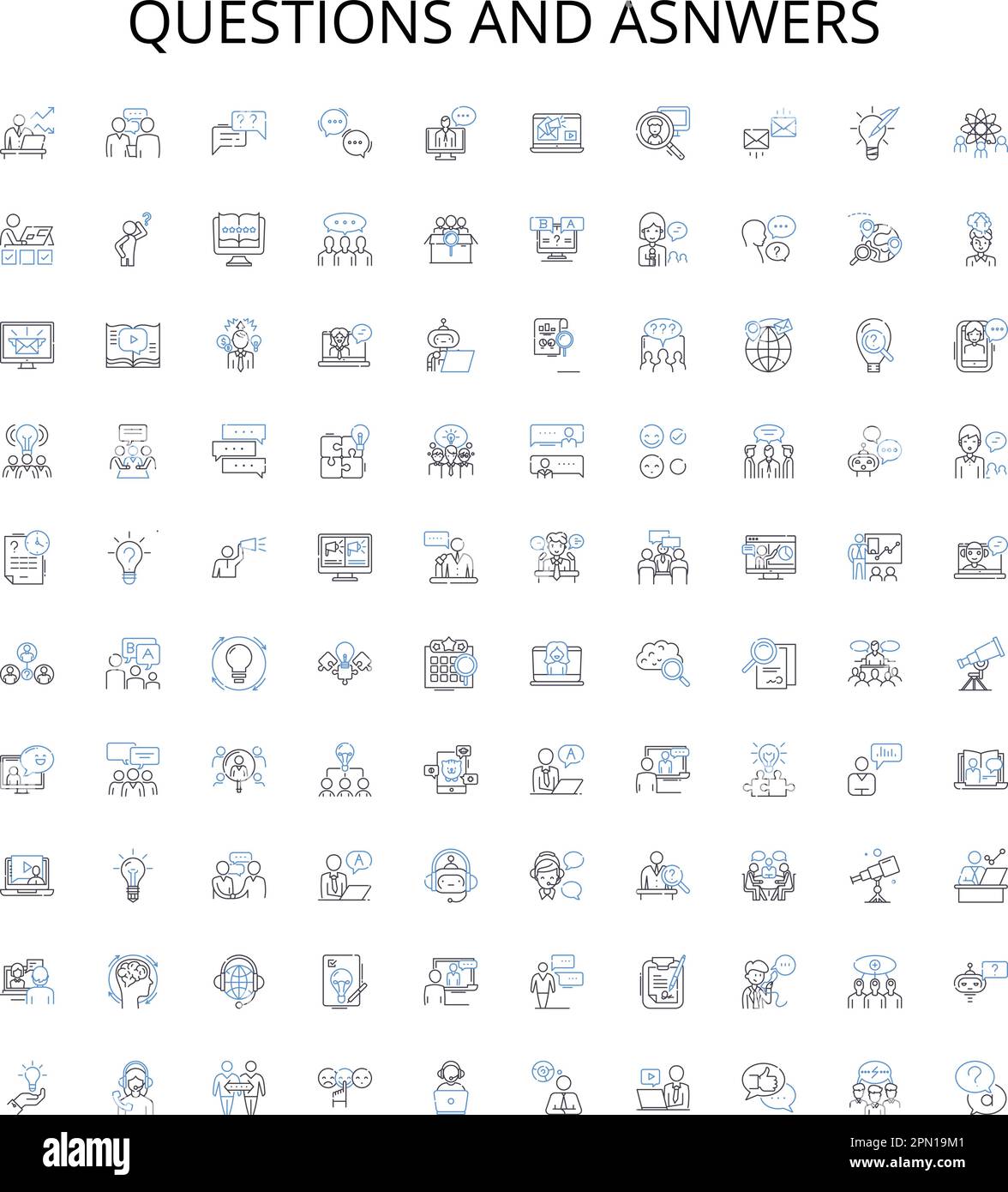 Questions and asnwers outline icons collection. Questions, Answers, Queries, Replies, Quizzes ...