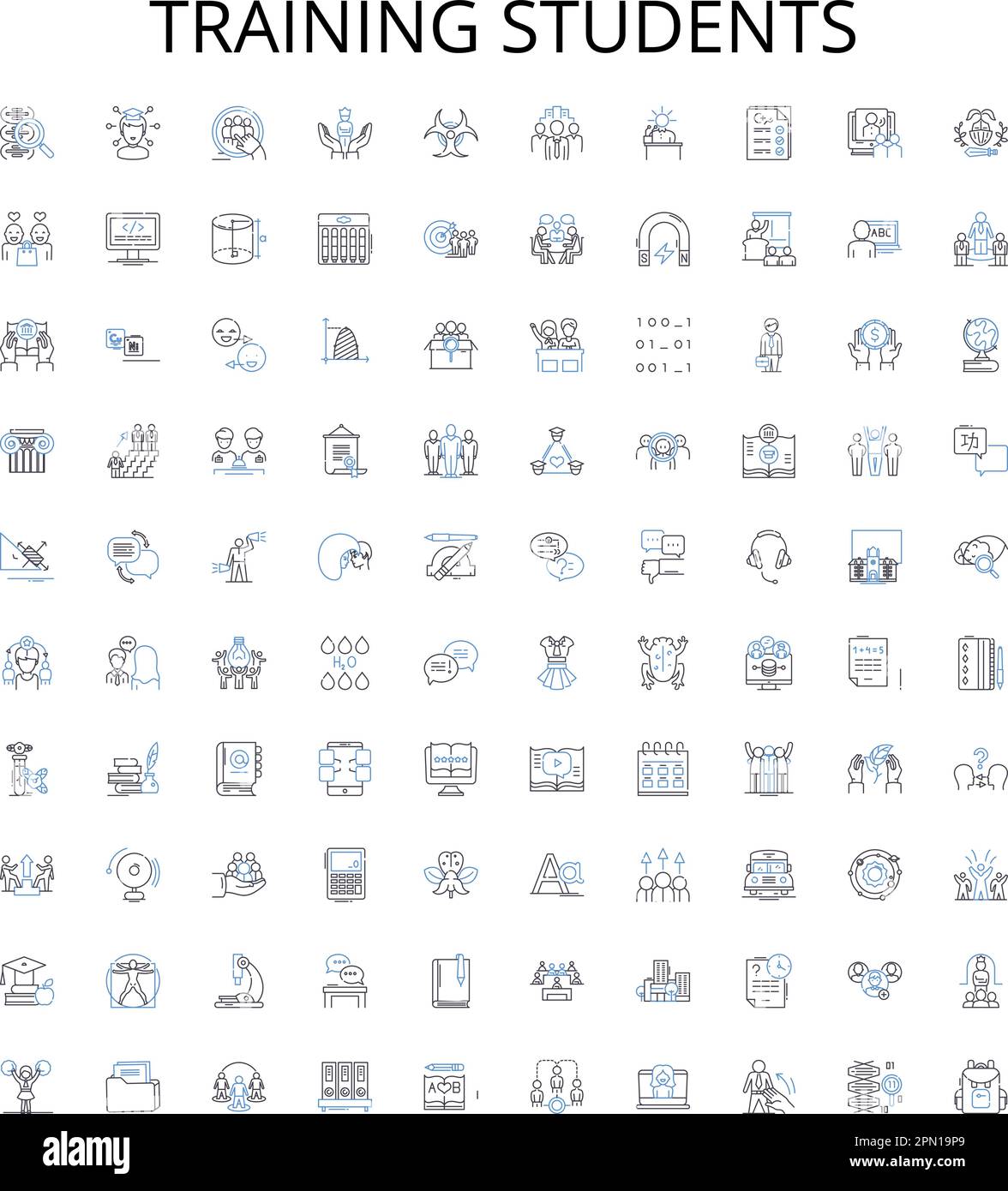 Training students outline icons collection. Train, Students, Instruct ...