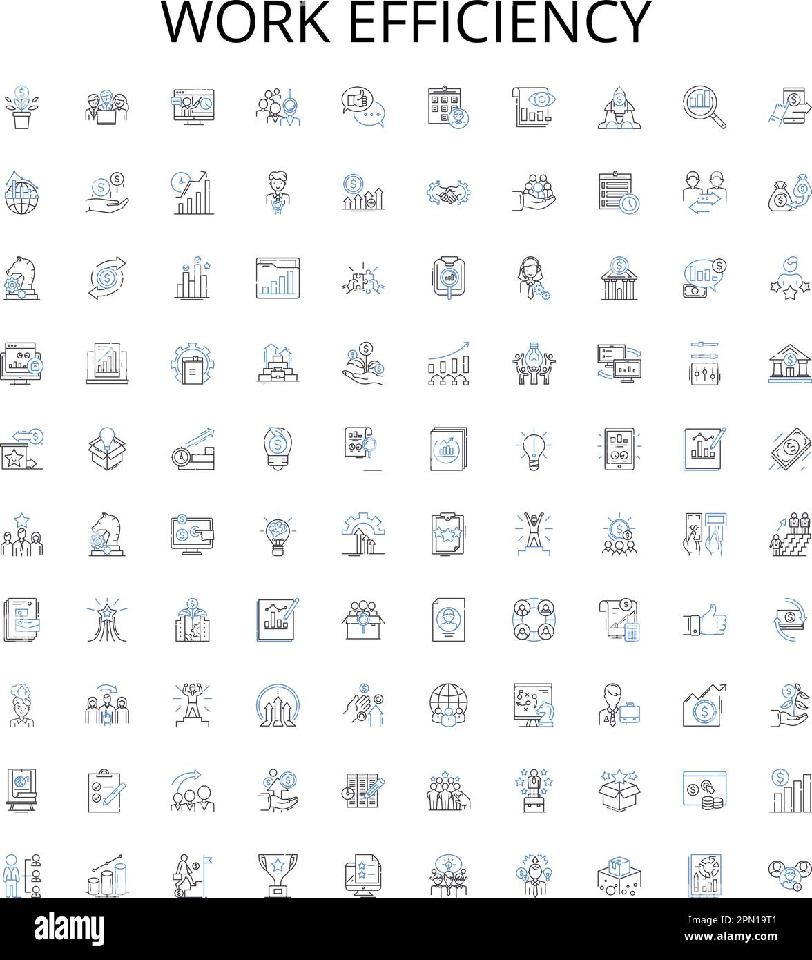 Work efficiency outline icons collection. Productivity, Effectiveness ...