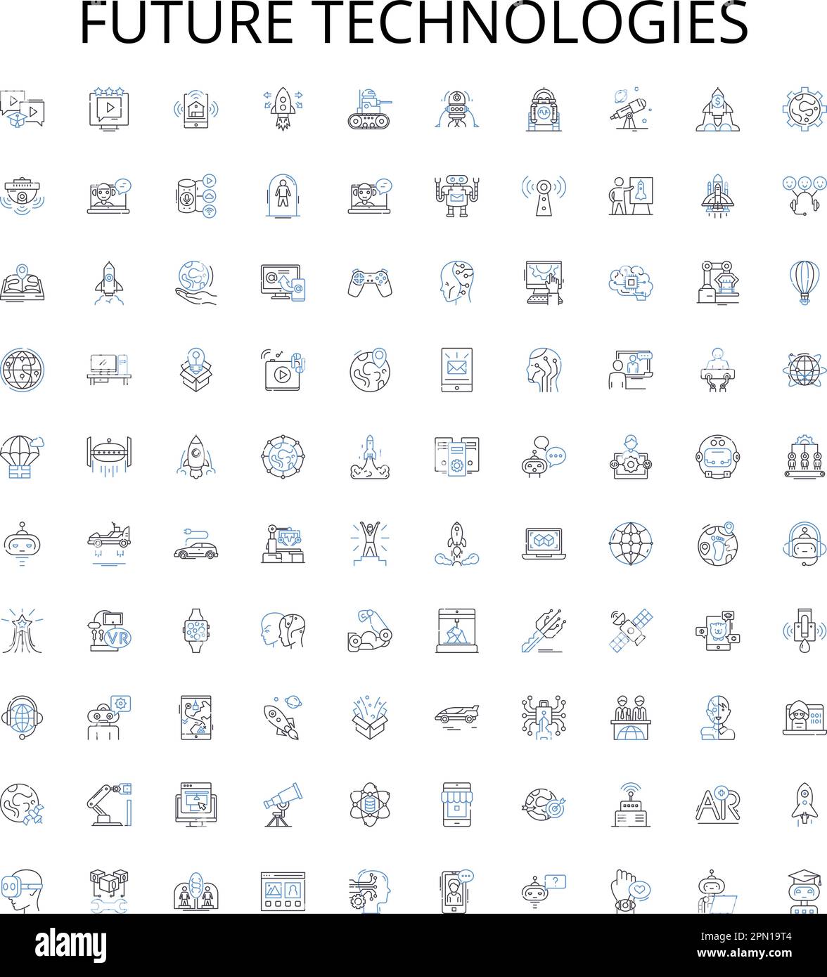 Future technologies outline icons collection. AI, Robotics, Automation ... Future technologies outline icons collection. AI, Robotics, Automation ...