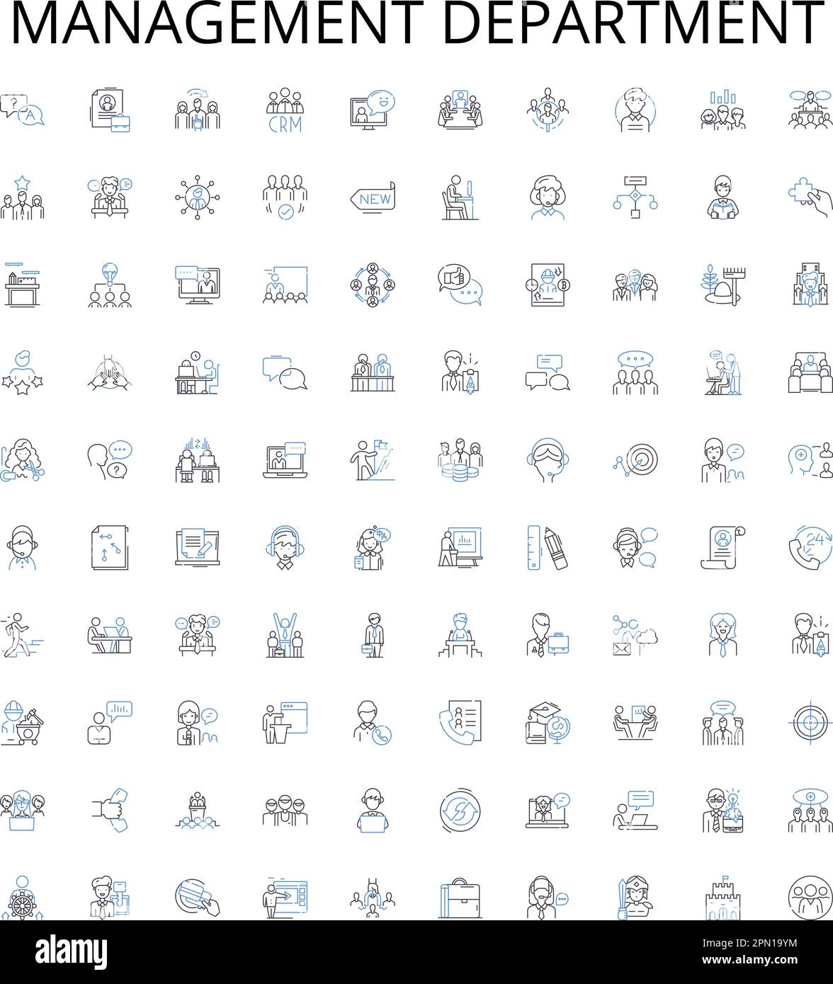 Management department outline icons collection. Managing, Session ...