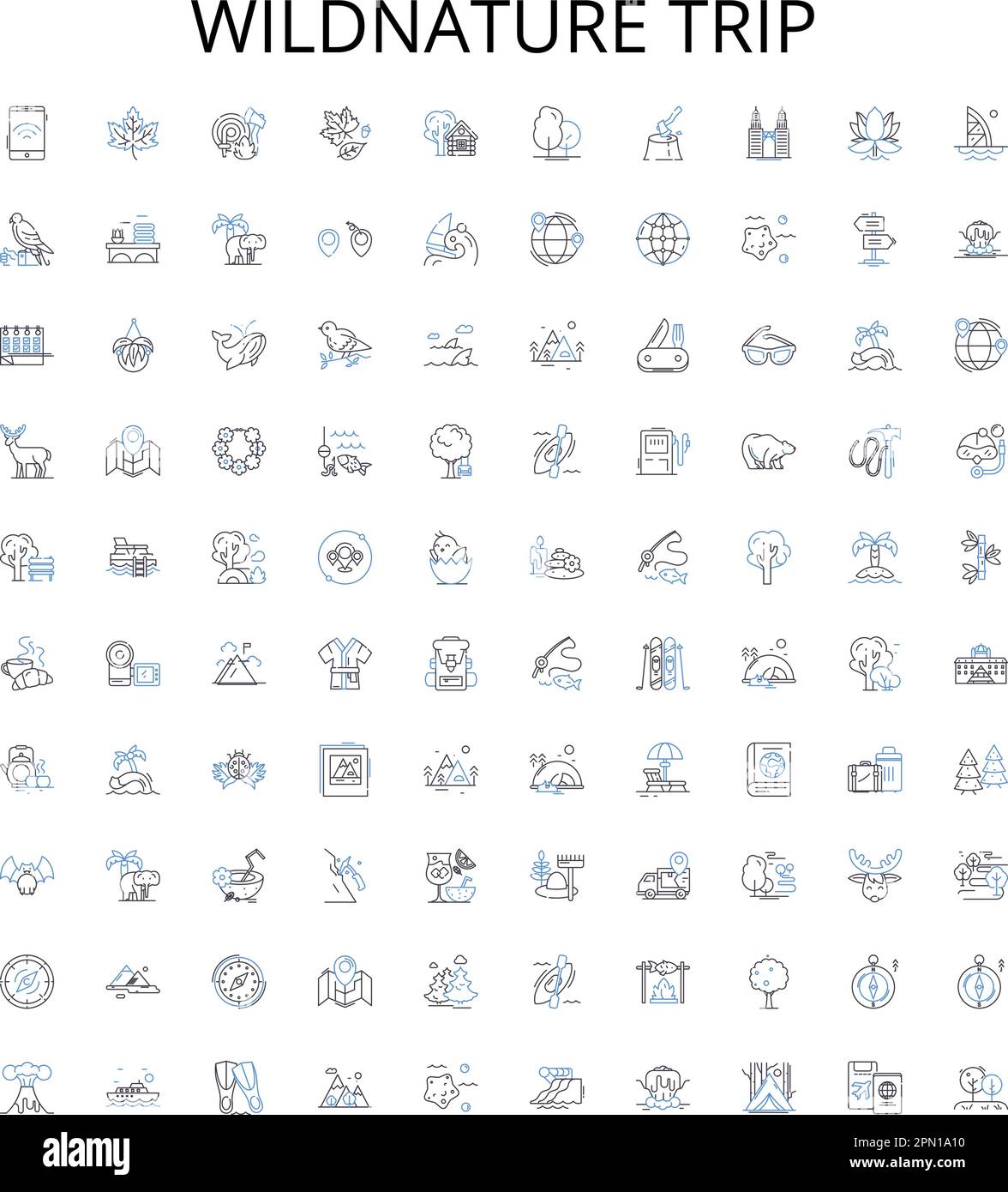 Wildnature trip outline icons collection. Wildnature, trip, hiking ...