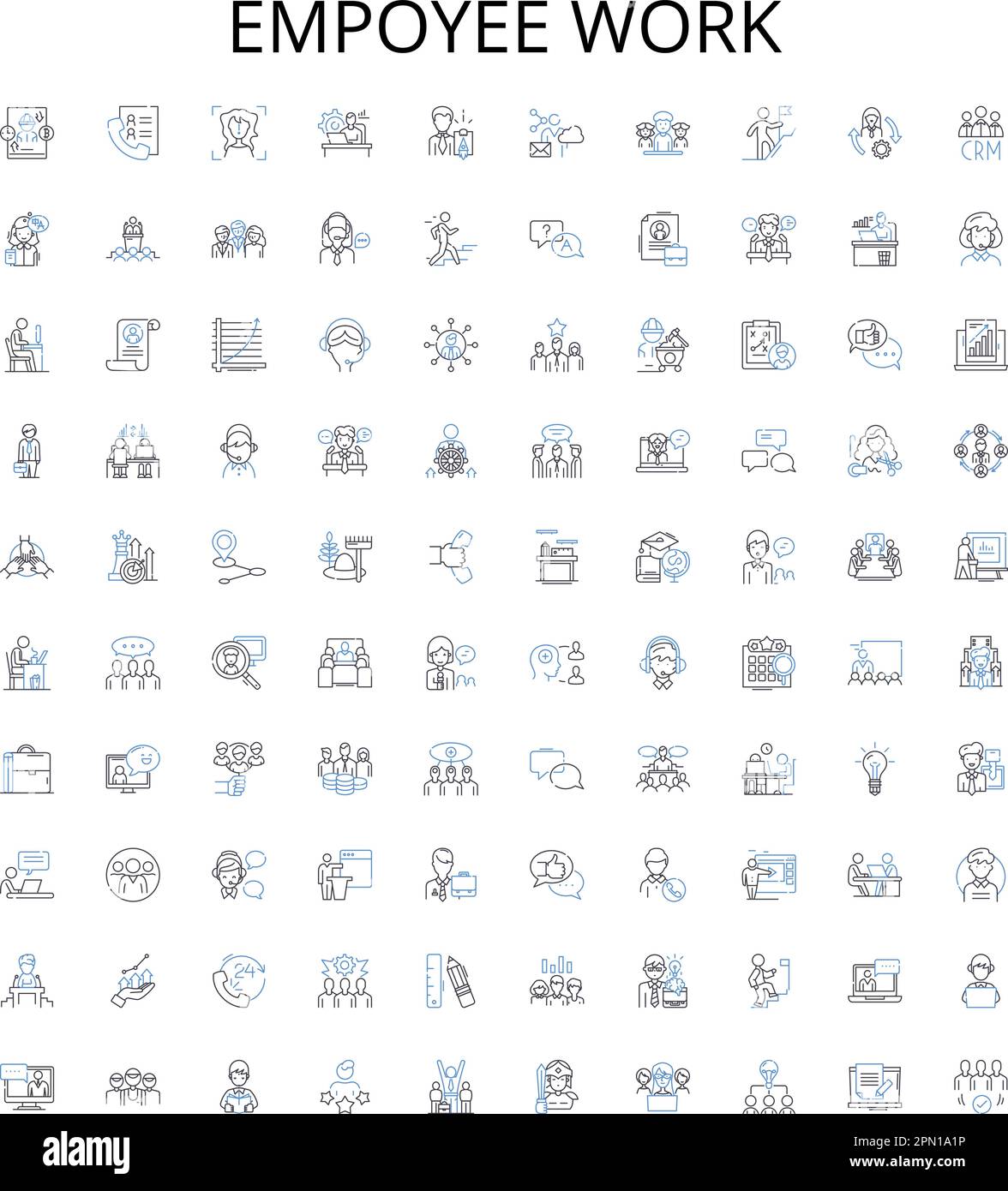 Empoyee work outline icons collection. Employee, Work, Labor, Task, Performance, Compensation ...