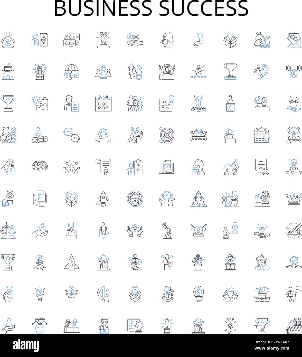 Business success outline icons collection. Success, Profit, Expand ...