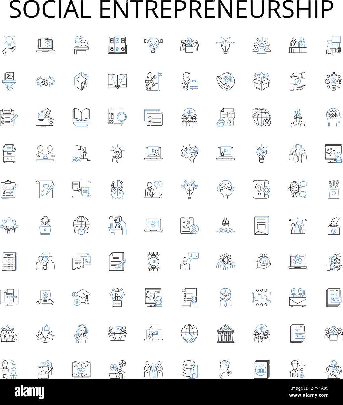 Social entrepreneurship outline icons collection. Social ...