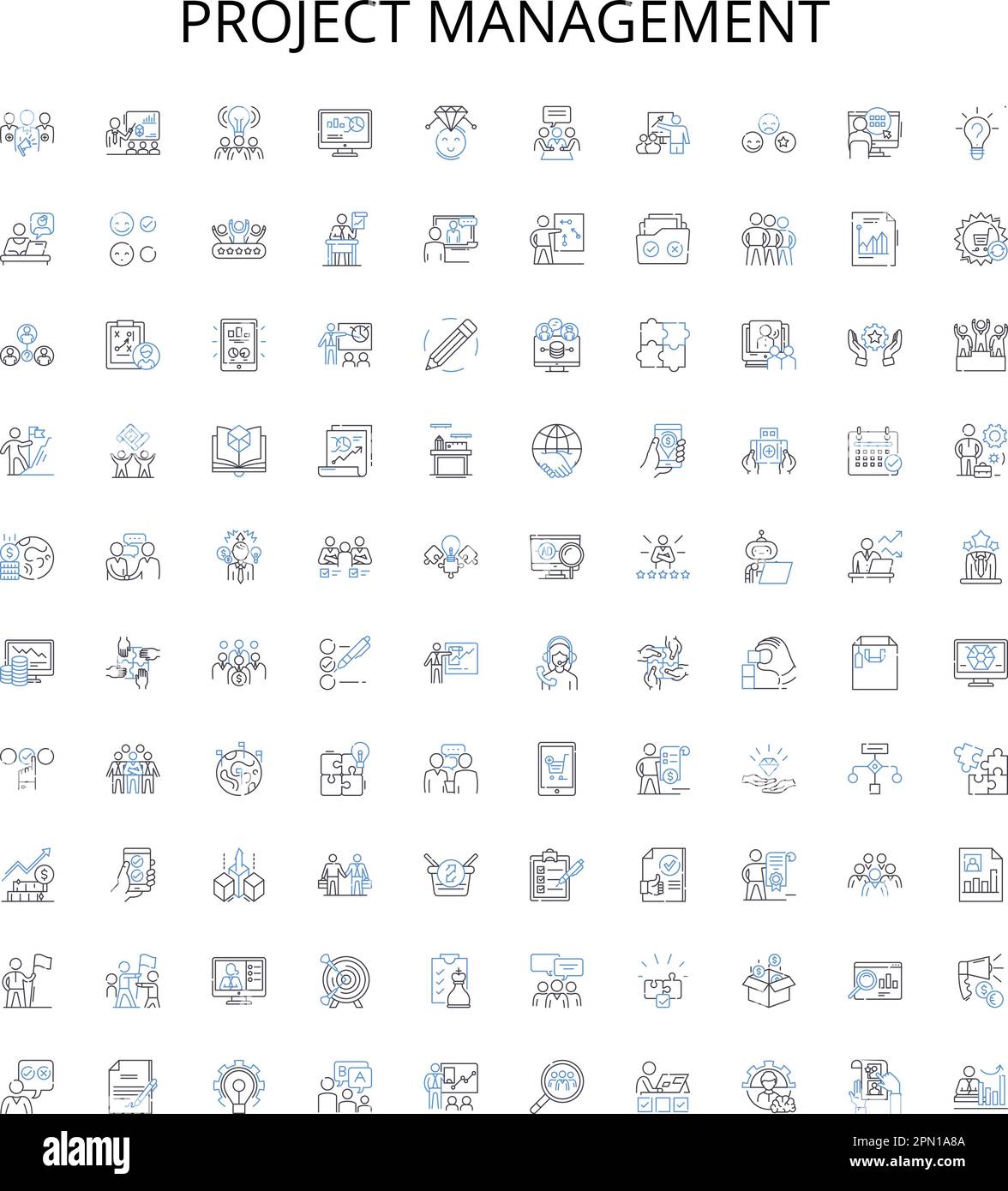 Project Management Outline Icons Collection Planning Scheduling Tracking Executing Analysis