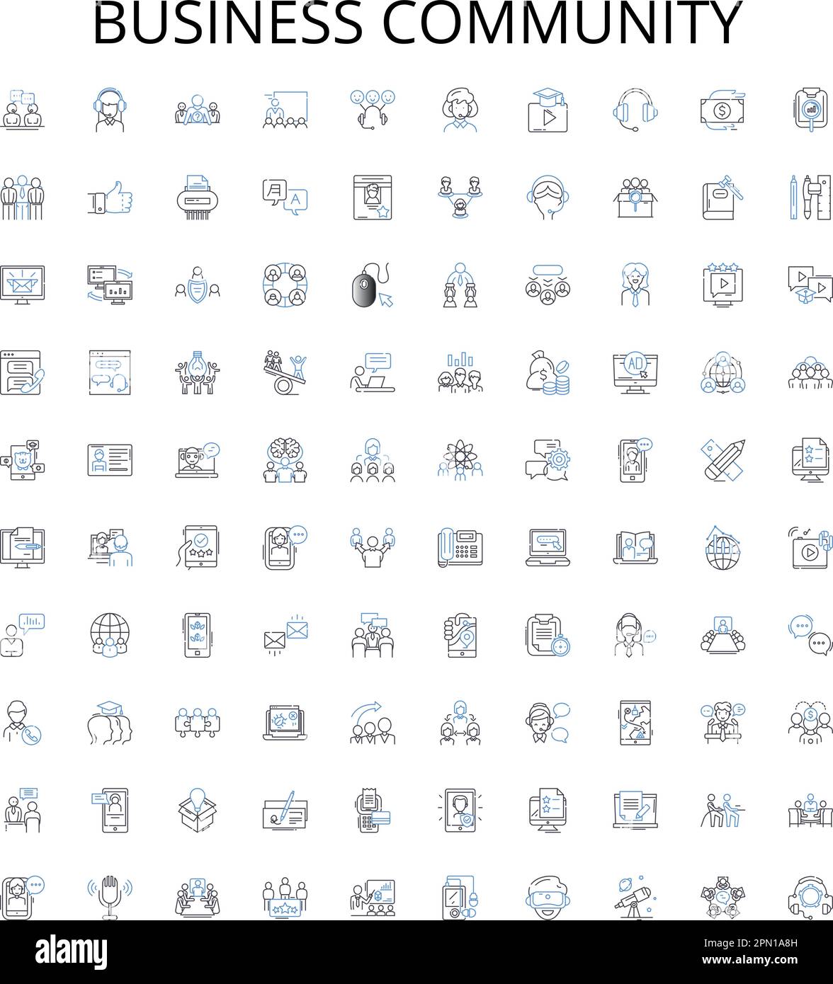 Business community outline icons collection. Business, Community ...