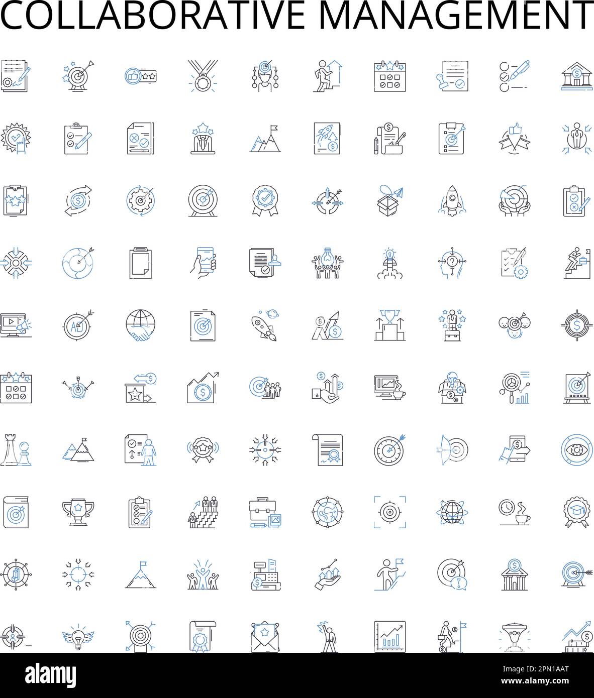 Collaborative management outline icons collection. Cooperation ...