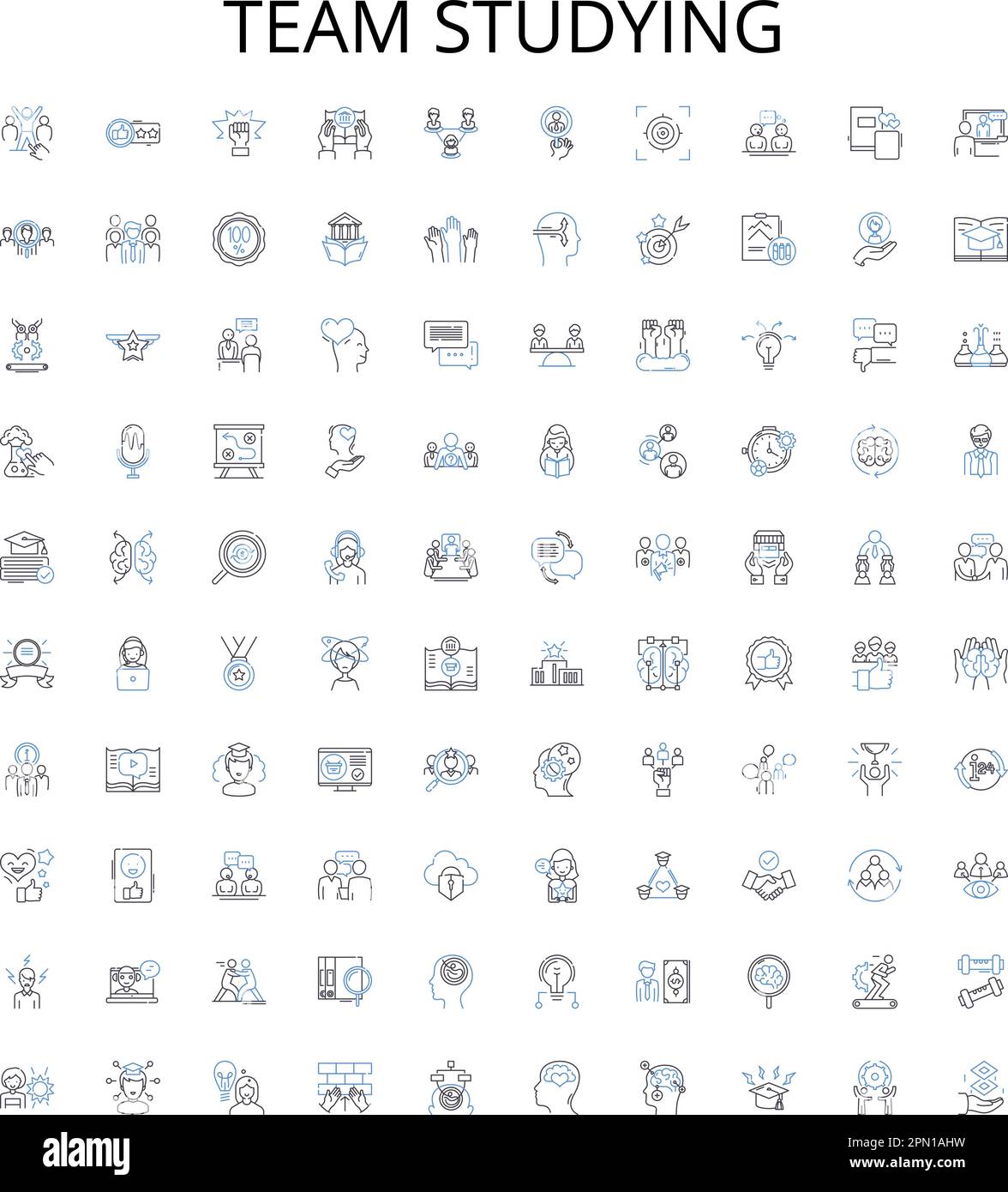 Team studying outline icons collection. Team, studying, colleagues, group, learn, collaborate ...