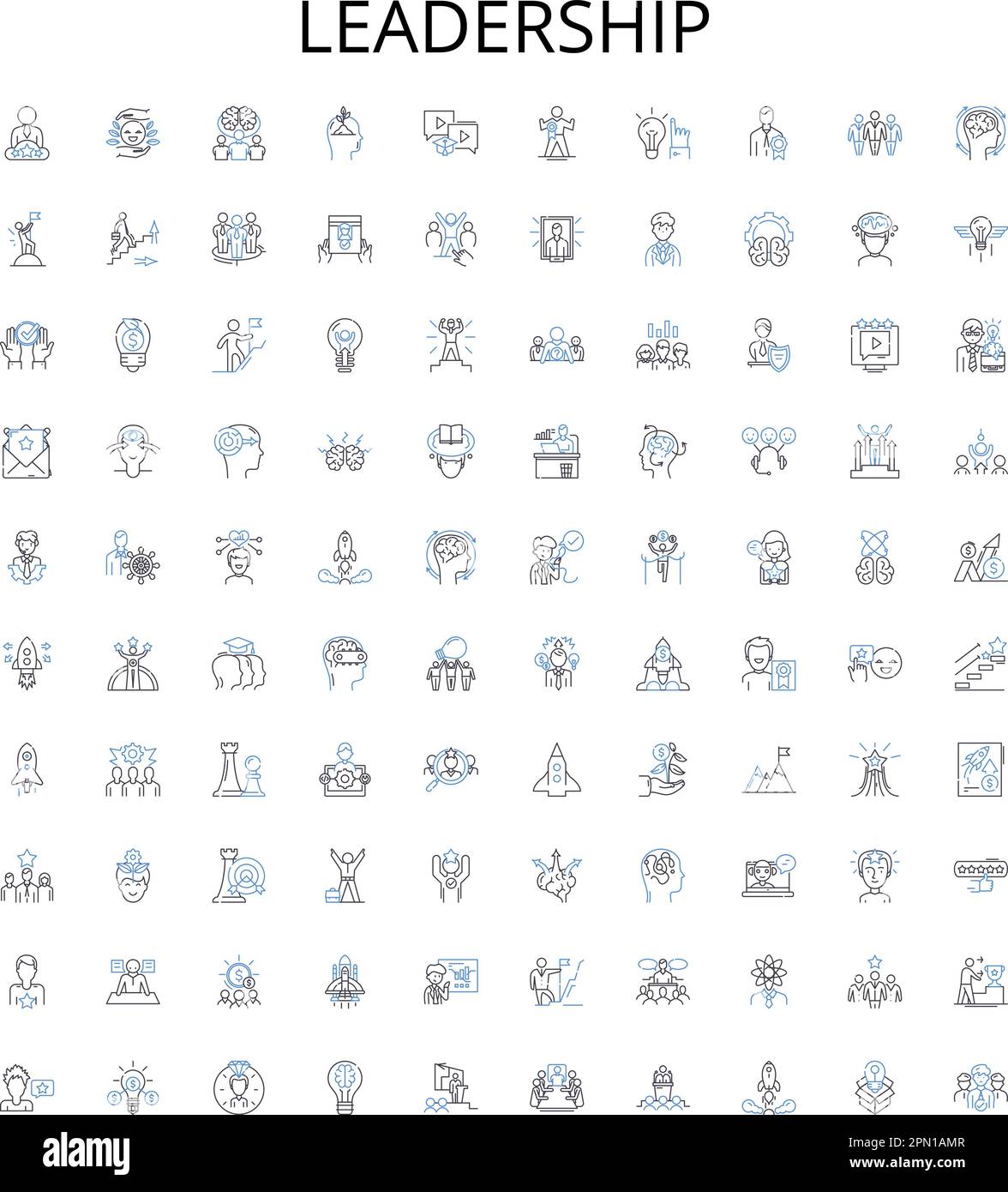 Leadership outline icons collection. Lead, Manager, Direct, Guide ...