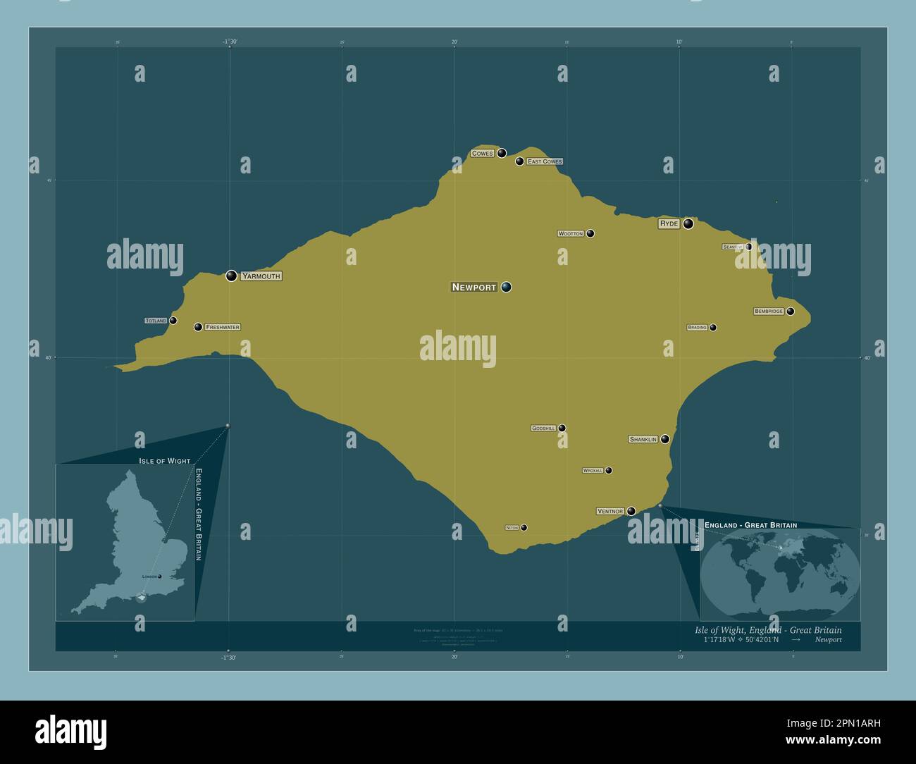 Isle of Wight, unitary authority of England - Great Britain. Solid ...