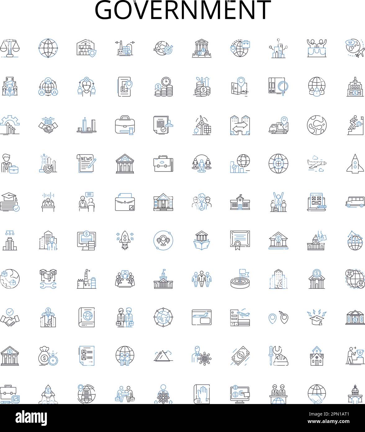 Government outline icons collection. Authority, Legislation ...