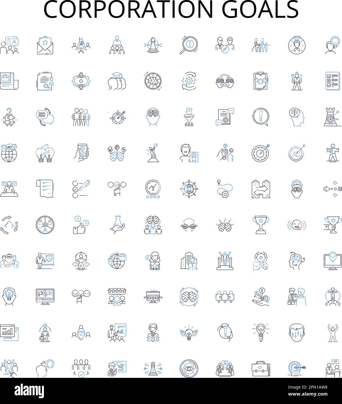 Corporation goals outline icons collection. Profitability, Growth ...