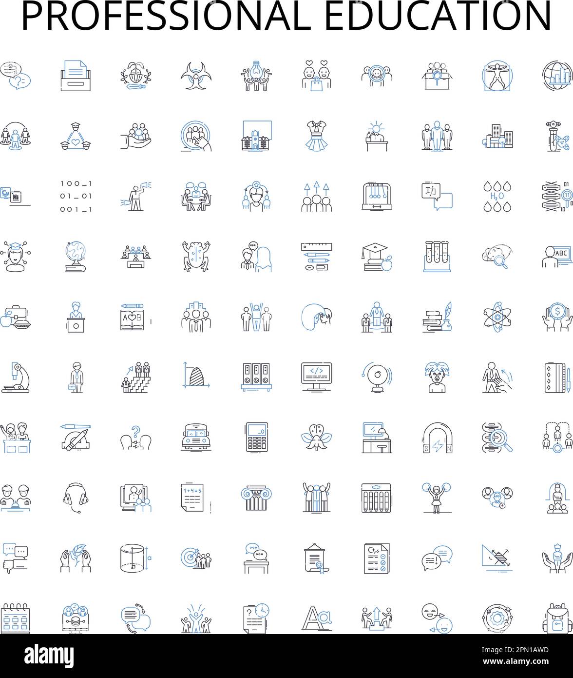 Professional education outline icons collection. Professional ...