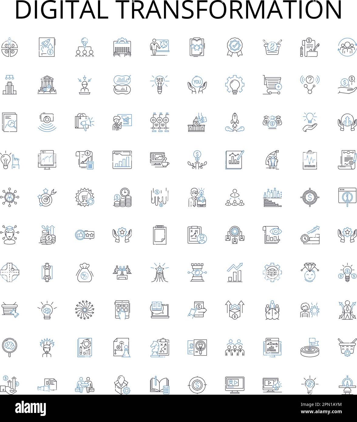 Digital Transformation Outline Icons Collection Digital Transformation Technology Automation