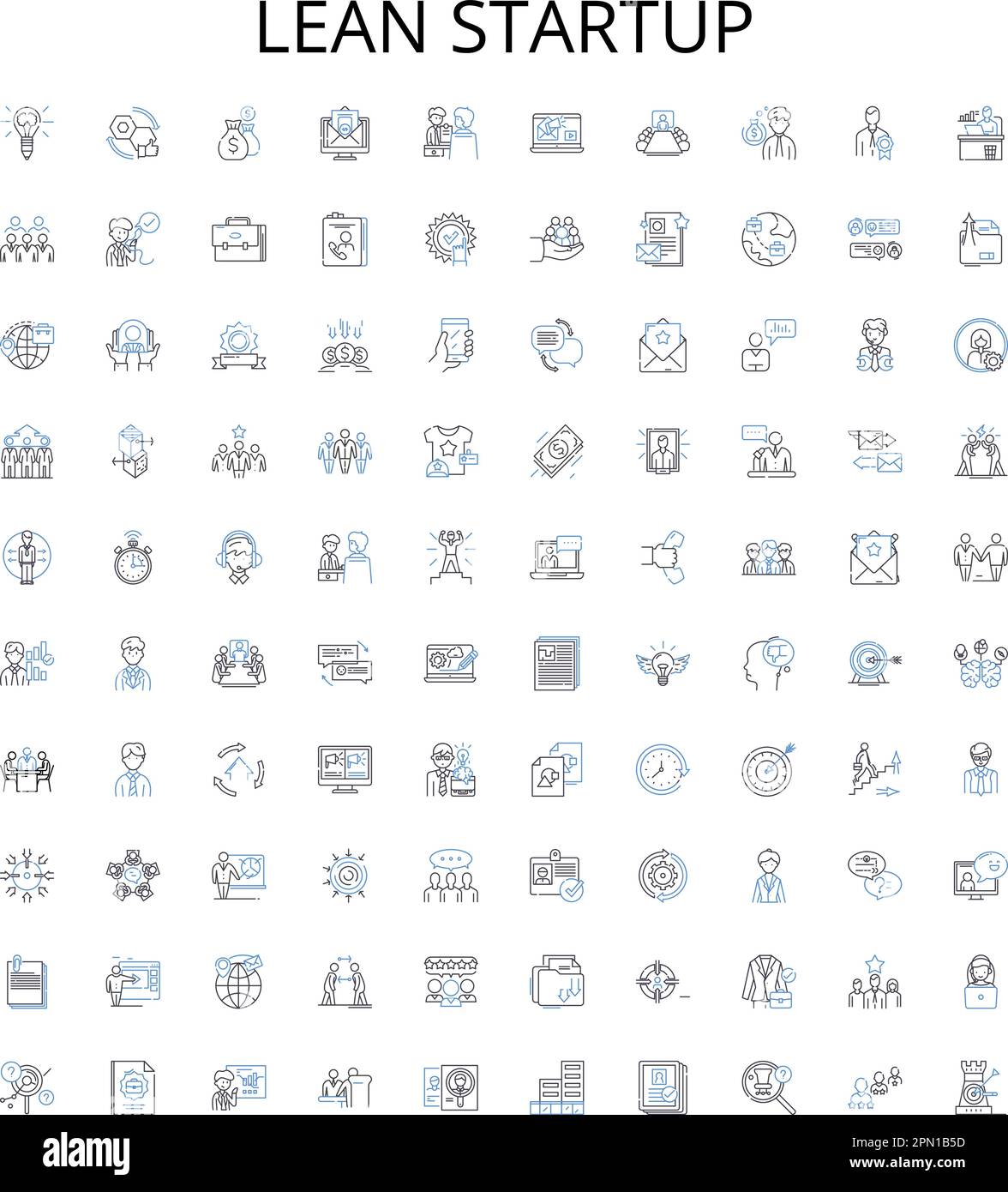 Lean startup outline icons collection. lean, startup, agile ...