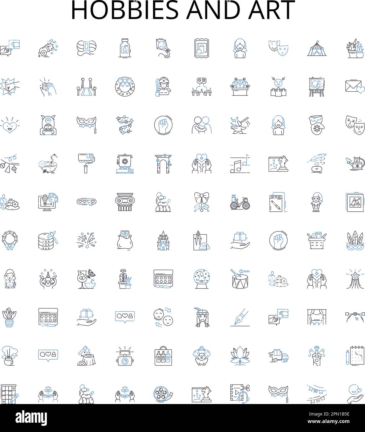 Hobbies and art outline icons collection. Painting, Crafting, Gardening ...