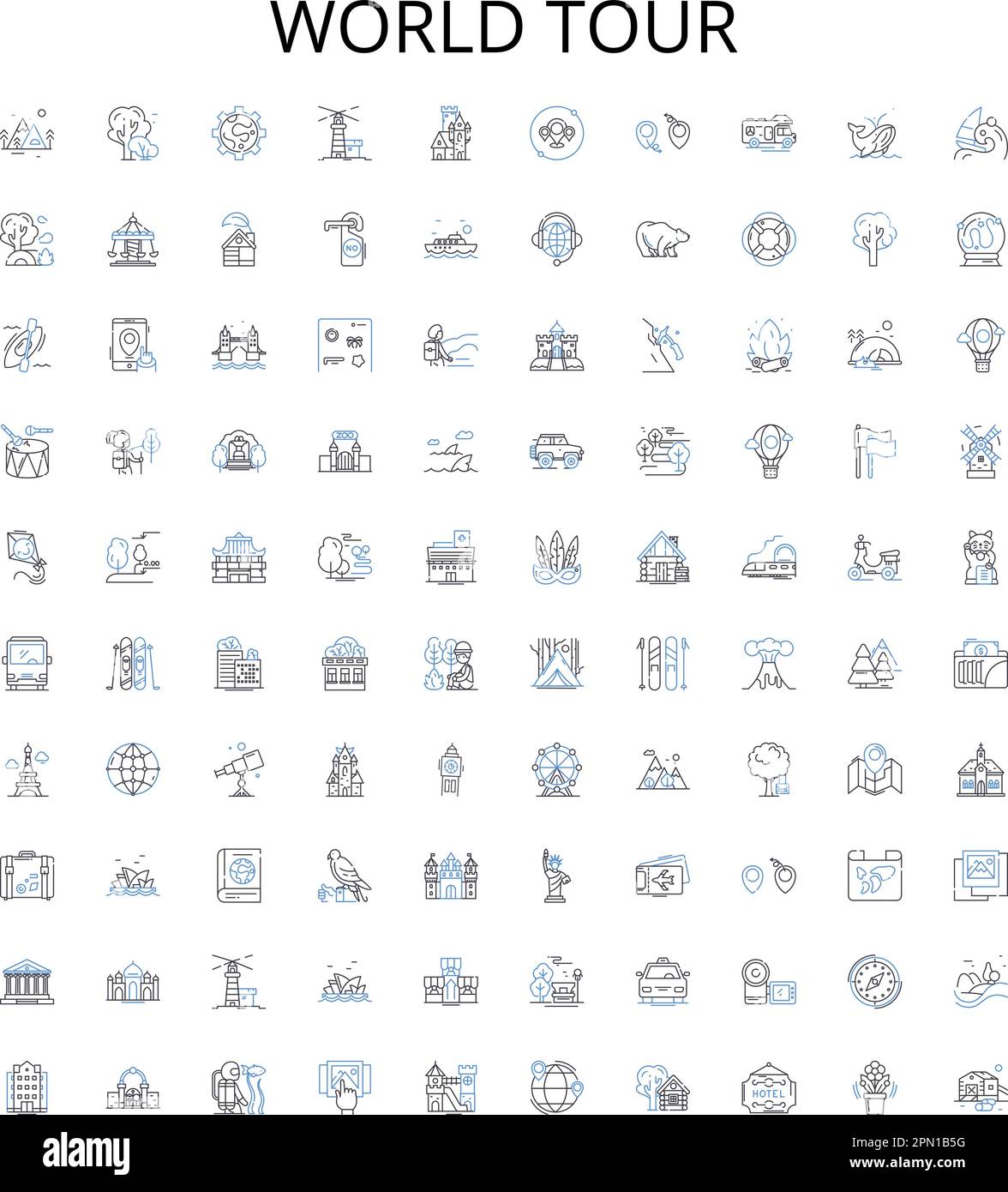 World tour outline icons collection. Travel, Globe, Journey ...