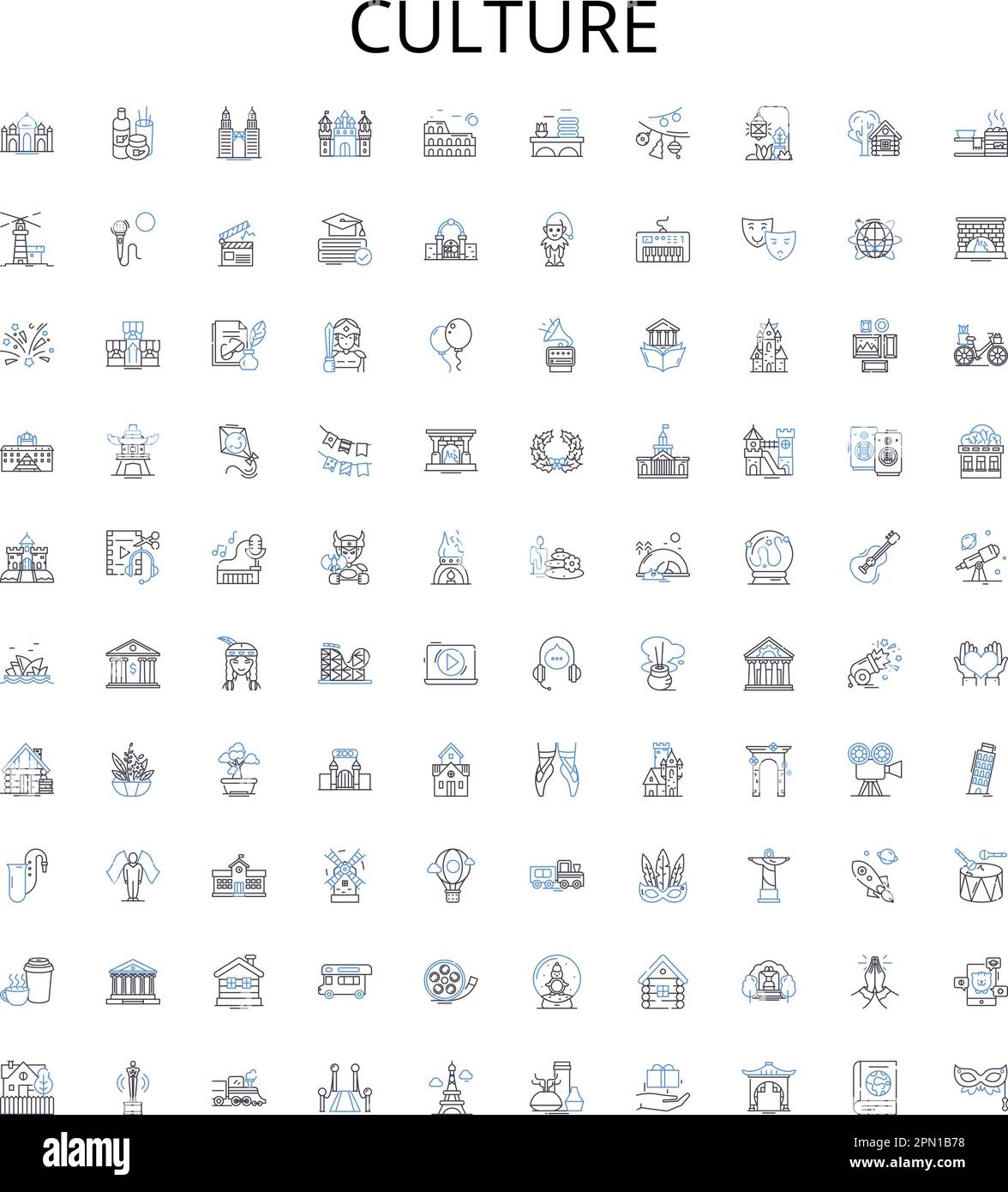 Culture outline icons collection. Tradition, Rituals, Customs, Ideology ...
