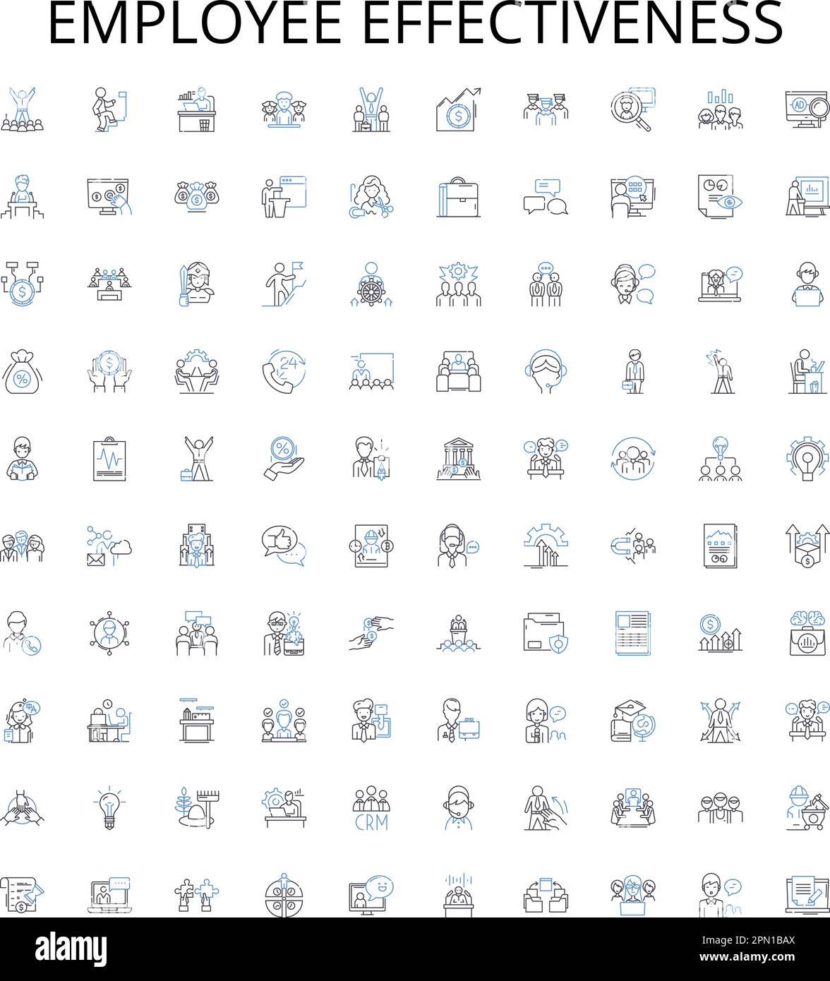 Employee effectiveness outline icons collection. Productivity ...