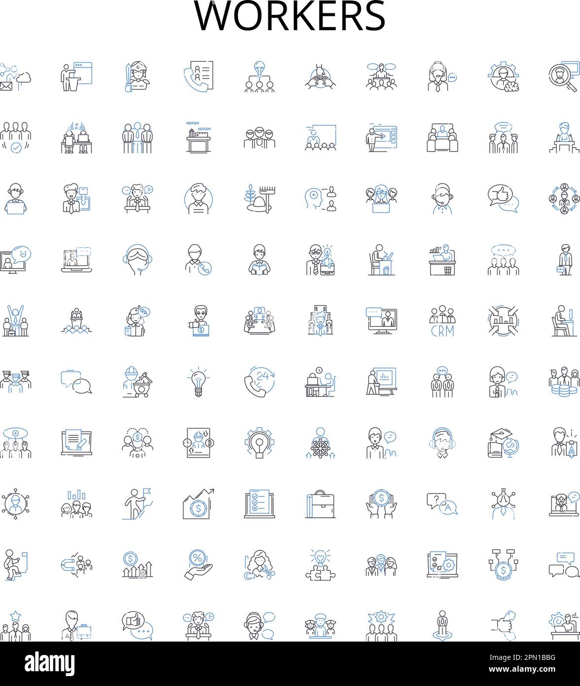 Workers outline icons collection. Employees, Laborers, Operatives ...