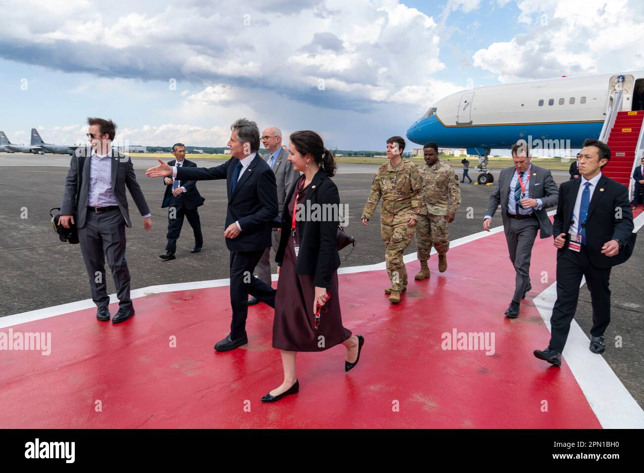 U.S. Secretary of State Antony Blinken arrives at Yokota Air Base in ...