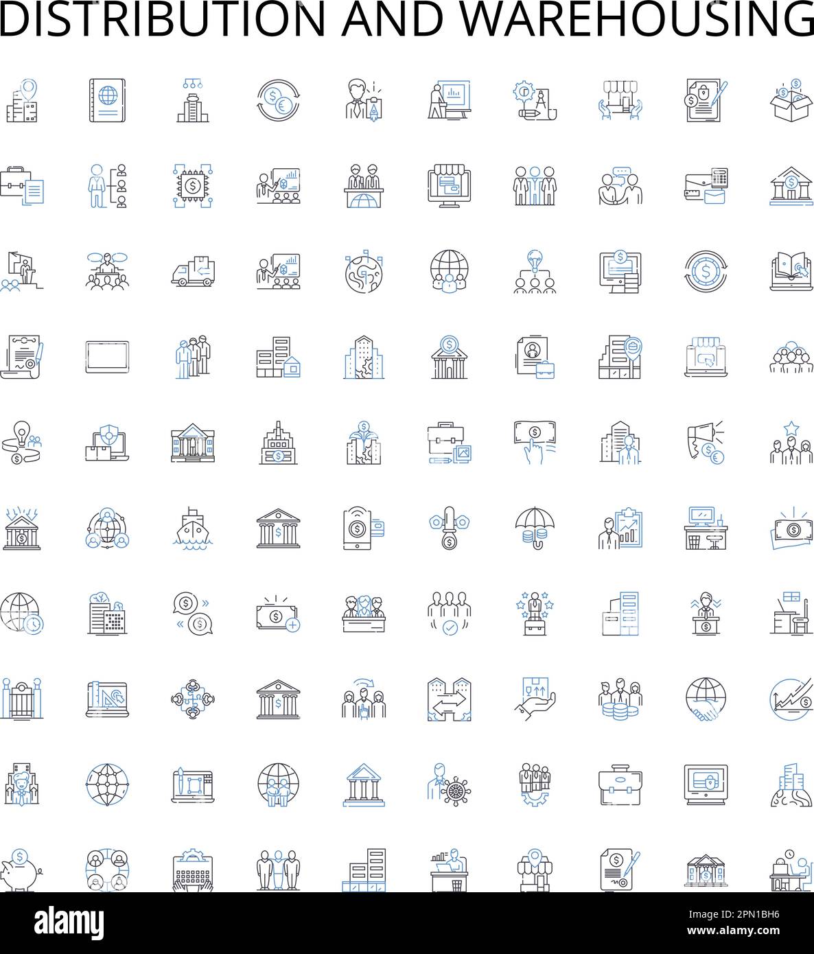 Distribution and warehousing outline icons collection. Distribution ...