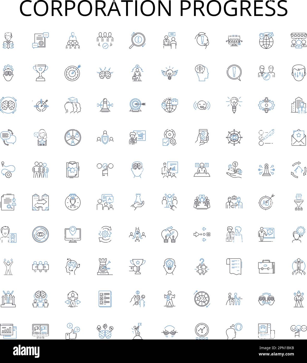 Corporation progress outline icons collection. Growth, Expansion, Progress, Development ...