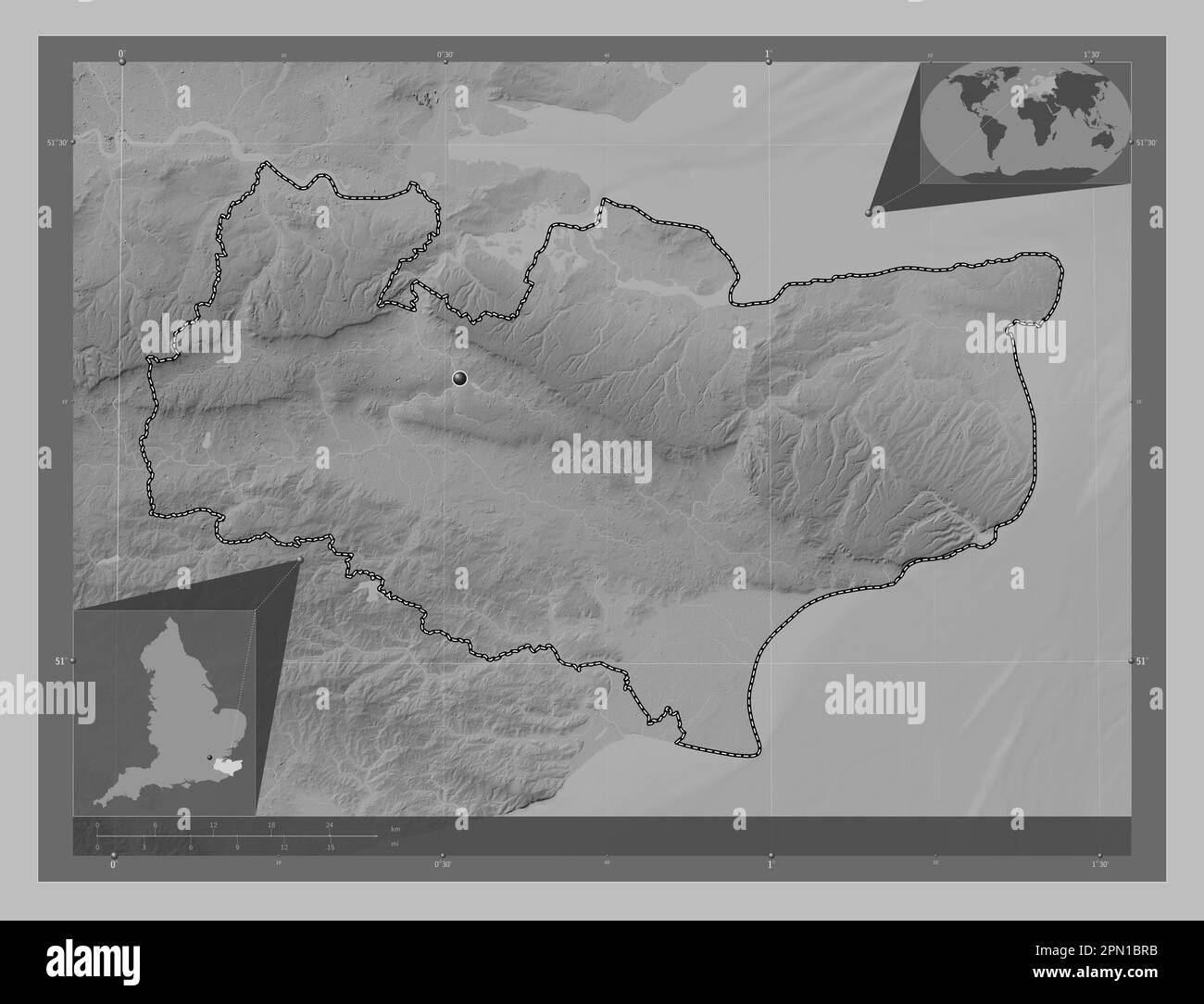 Kent, administrative county of England - Great Britain. Grayscale ...
