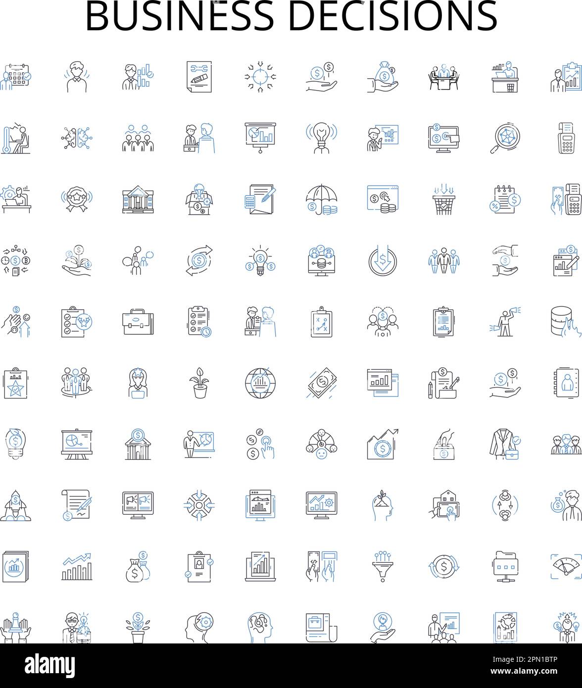 Business decisions outline icons collection. Strategy, Planning ...