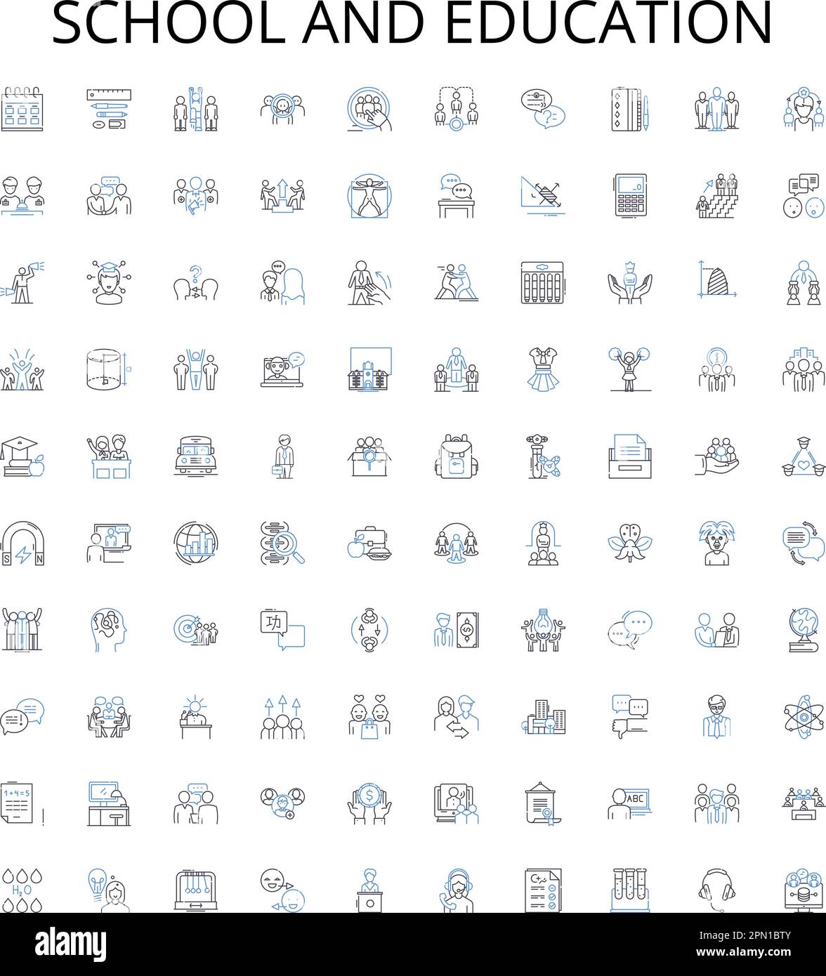 School and education outline icons collection. School, Education, Learn ...