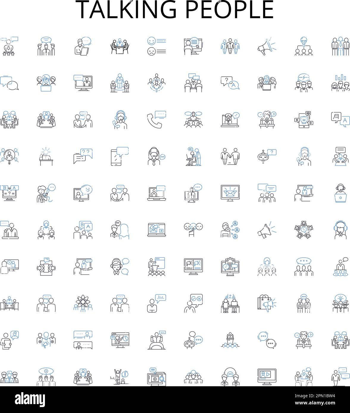 Talking people outline icons collection. Conversing, Chattering ...