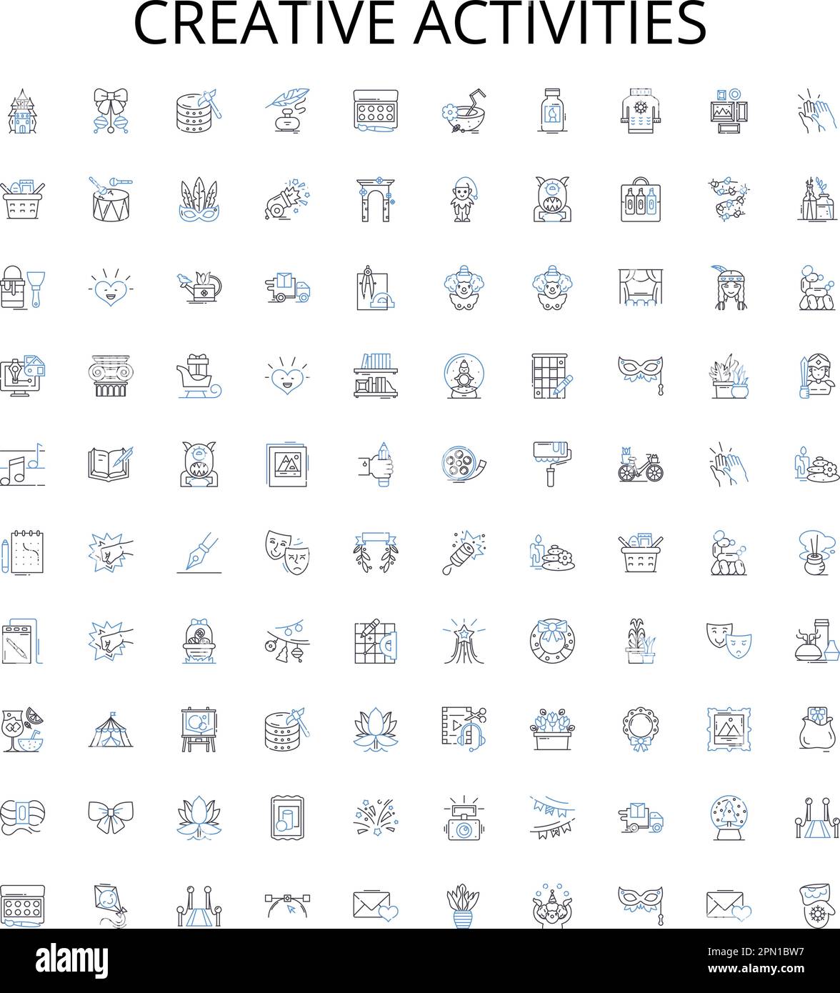 Creative activities outline icons collection. Innovative, Crafting, Drawing, Painting, Designing ...