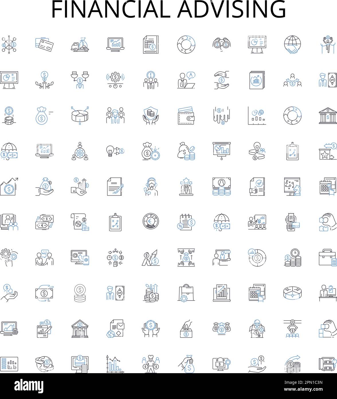 Financial advising outline icons collection. Financial, Advising ...