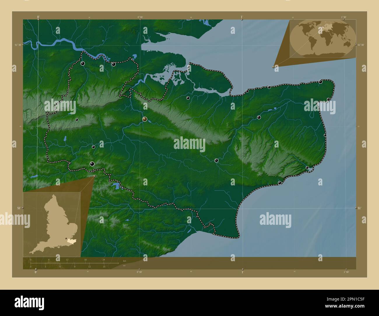 Kent, administrative county of England - Great Britain. Colored ...