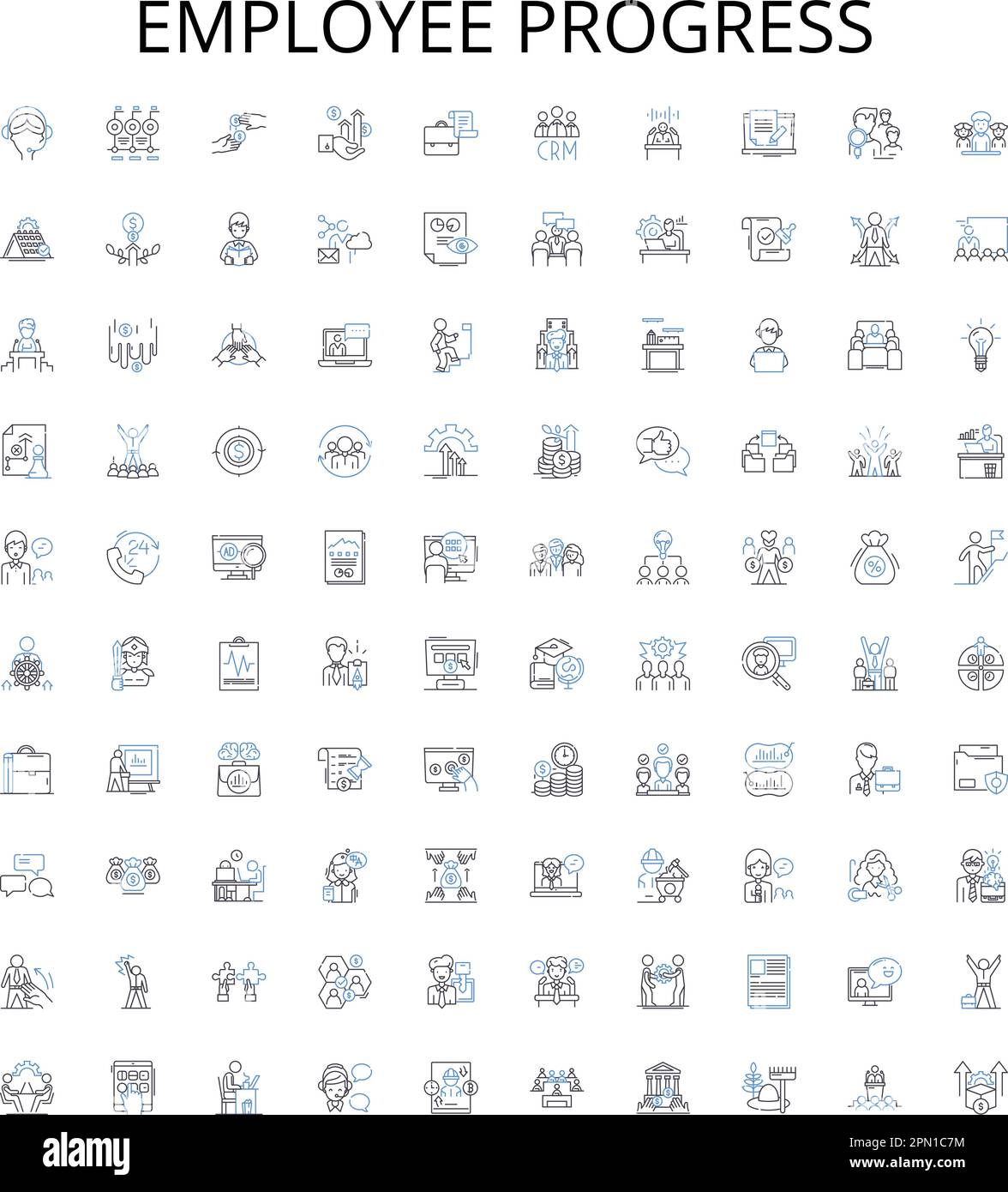 Employee progress outline icons collection. Employee, Progress ...