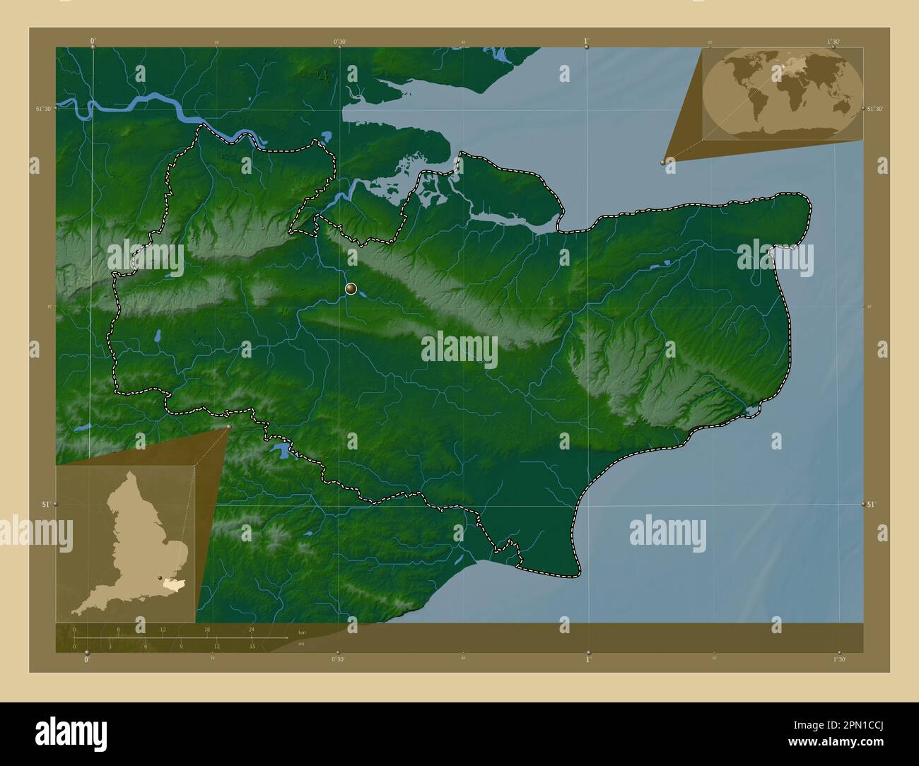 Kent, administrative county of England - Great Britain. Colored ...