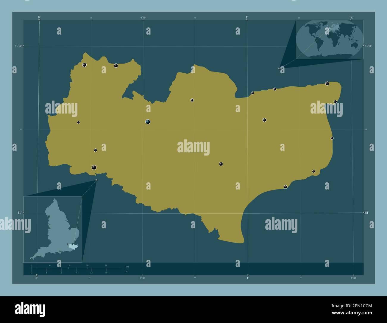 Kent, administrative county of England - Great Britain. Solid color ...