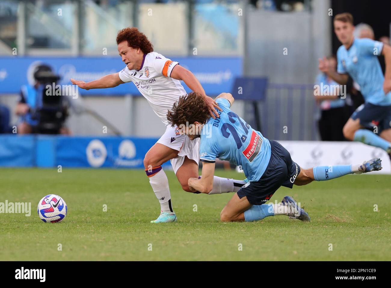 Sydney, Australia. 16th Apr, 2023. Mustafa Amini of Perth Glory is ...