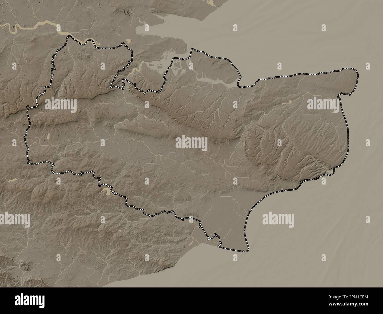 Kent, administrative county of England - Great Britain. Elevation map ...