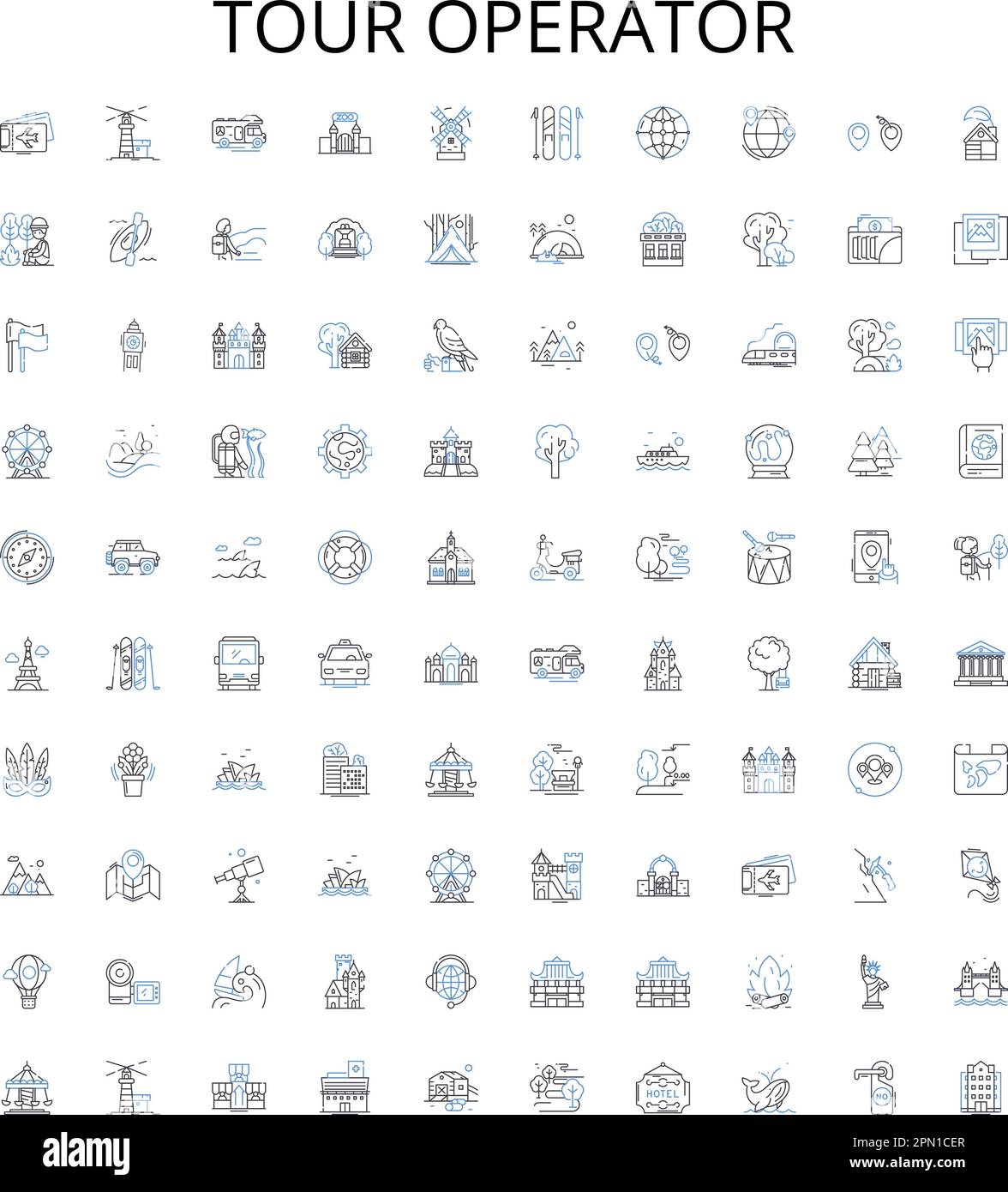 Tour operator outline icons collection. Tour, Operator, Travel, Agency ...