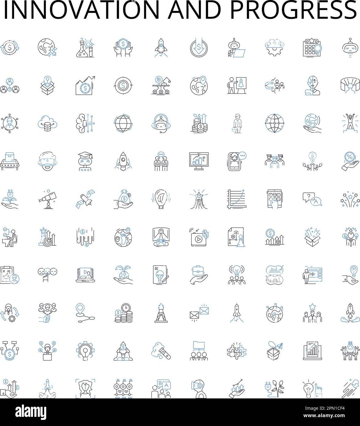 Innovation and progress outline icons collection. Innovation, Progress ...