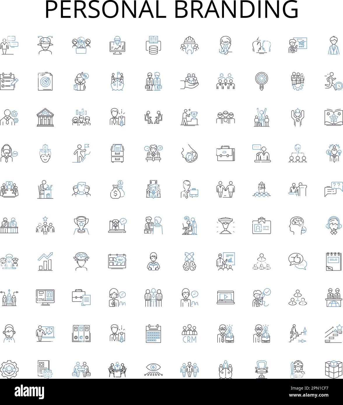 Personal branding outline icons collection. Self-promotion, Identity ...