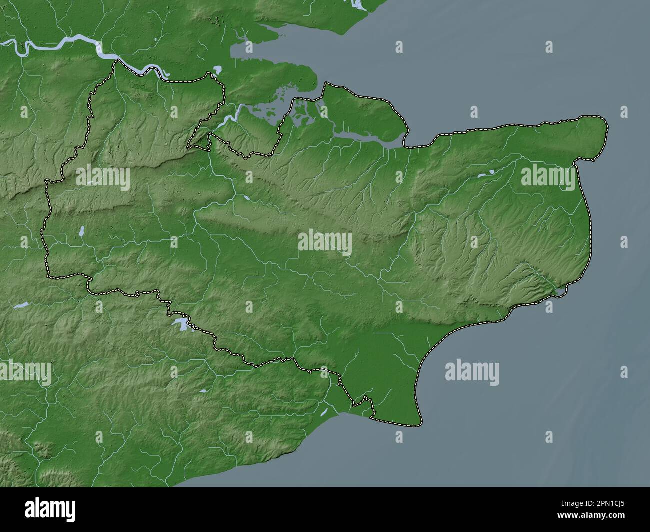 Kent Administrative County Of England Great Britain Elevation Map Colored In Wiki Style With