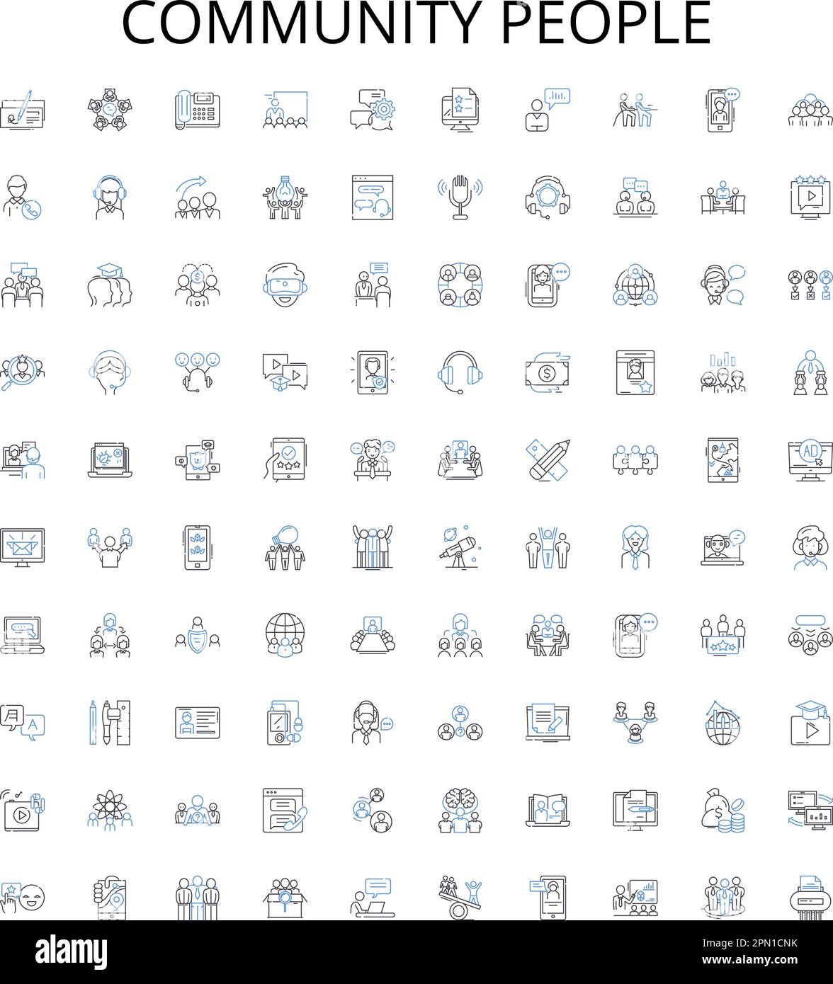 Community people outline icons collection. Community, People, Citizens ...