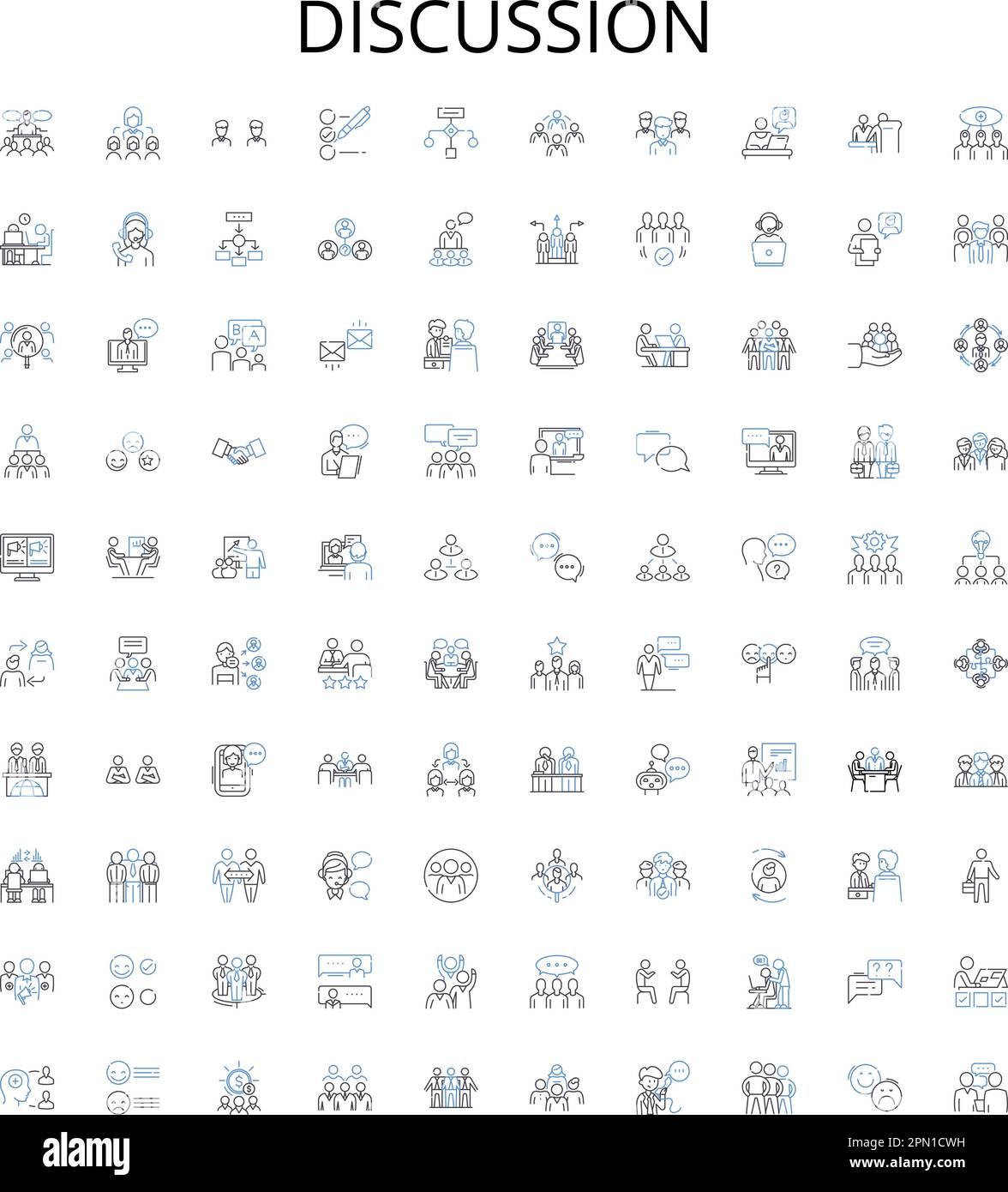 Discussion outline icons collection. Debate, Analyze, Evaluate ...