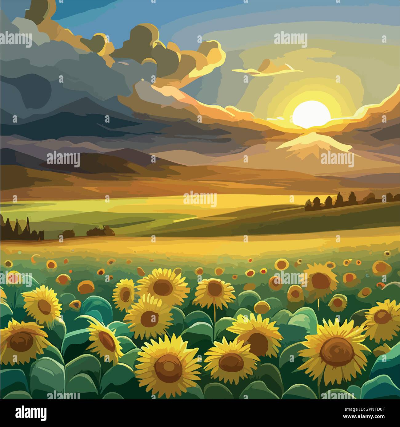 Sunflower garden sky flower flowers Stock Vector Images - Alamy